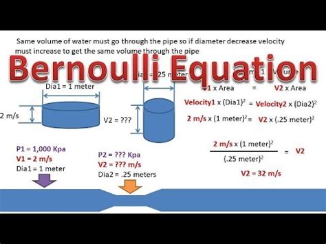 Bernoulli Equation Find Pressure And Velocity In Pipe After Reduction