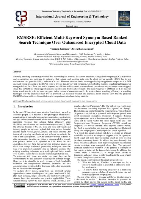 pdf emsrse efficient multi keyword synonym based ranked search technique over outsourced