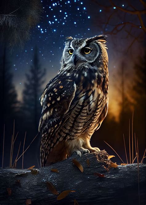 Owl Galaxy Poster Picture Metal Print Paint By Decoydesign Displate