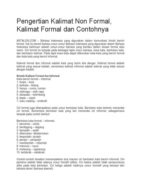 Detail Contoh Kalimat Formal Koleksi Nomer 3