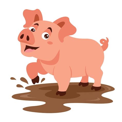 Ilustração de desenho animado de um porco Vetor Premium