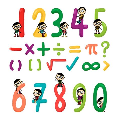 S Mbolos Matem Ticos De Dibujos Animados Dibujados A Mano Vector Gratis