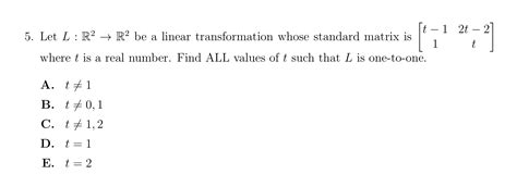 solved [t 1 2t 27 5 let l r2 r2 be a linear