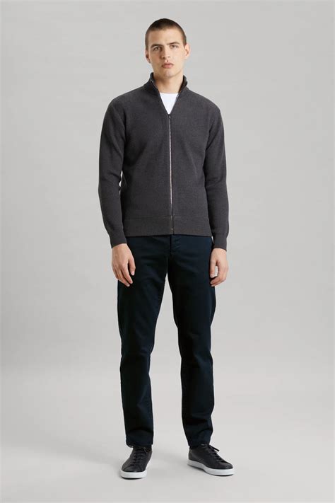 Charcoal Melange Merino Zip Cardigan Ribbed Wool ASKET