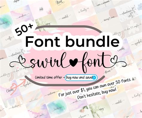 50 Swirl Font Bundle Cricut Fonts Canva Fonts Procreate Etsy