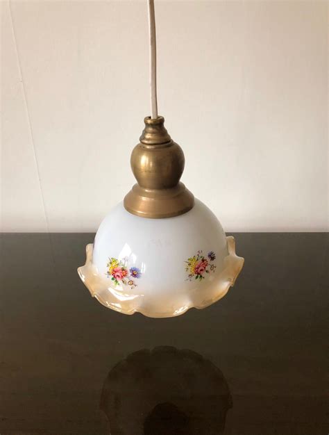 Retro fönsterlampa med glaskupa fäste metall m Köp på Tradera