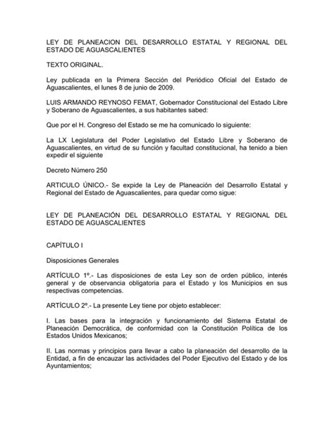 Ley De Planeacion Del Desarrollo Estatal Y Regional Del Estado De