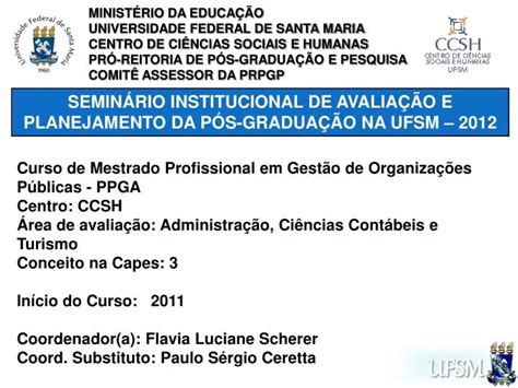 Ppt Semin Rio Institucional De Avalia O E Planejamento Da P S