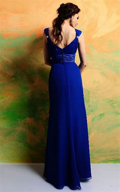Australiadressonline Sheath Floor Length V Neck Royal