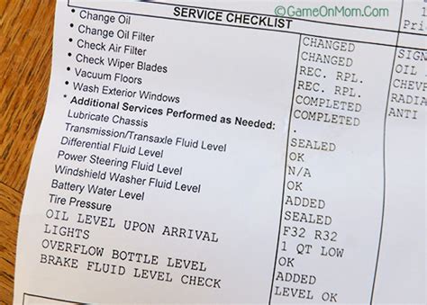 Printable Oil Change Receipt Template Printable Templates