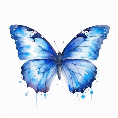 Acuarela De Mariposa Azul Foto Premium