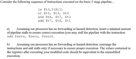 solved consider the following sequence of instructions