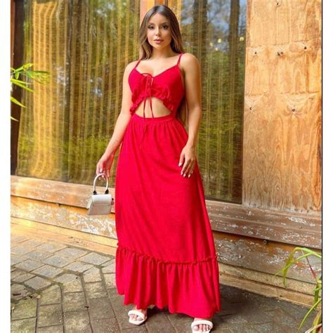 Vestido Longo Duna Luane Tem Bojo Shopee Brasil