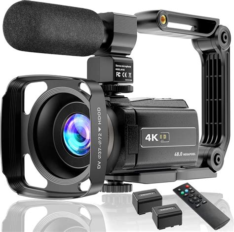 4K Videokamera UHD 48 MP WiFi IR mörkerseende vloggkamera för YouTube