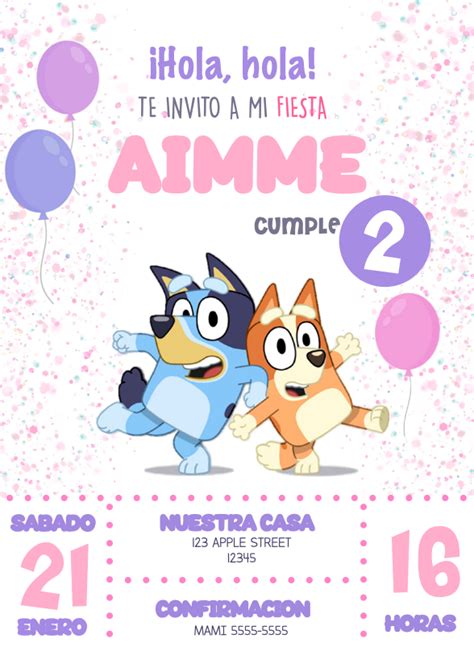 Invitación de Cumpleaños Bluey Invitaciones para fiestas infantiles