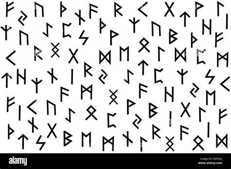 Elder Futhark Runes Black And White Vector Pattern Stock Vector