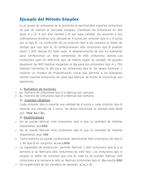 ejemplo del método simplex pdf algoritmos conceptos matemáticos