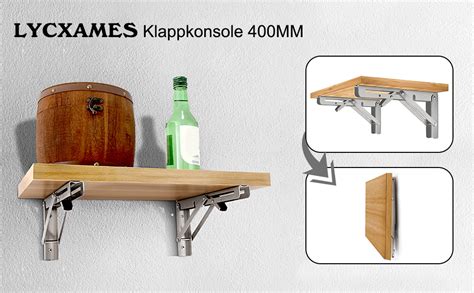 LYCXAMES Klappkonsole 400MM 2 Stück Klappkonsole Schwerlast Edelstahl