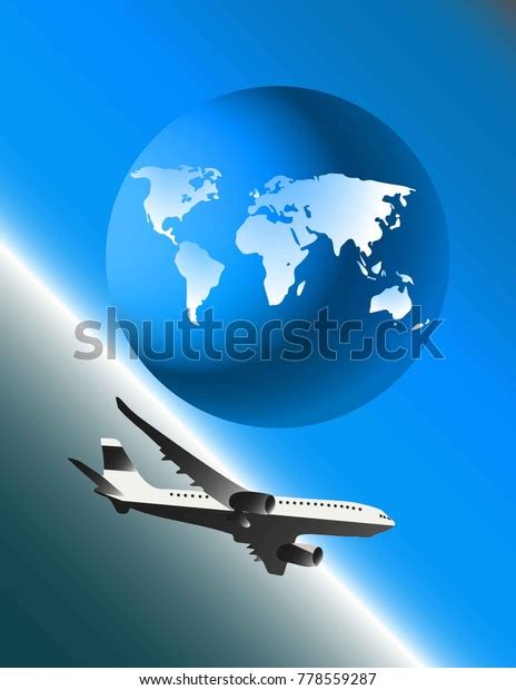 Plane Flying Over Globe Stock Vector Royalty Free