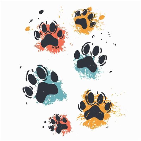 Premium Photo A Close Up Of Four Different Colored Paw Prints On A