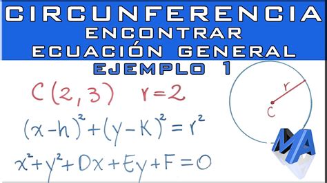 Hallar La Ecuacion General De La CIRCUNFERENCIA Conociendo El Centro Y