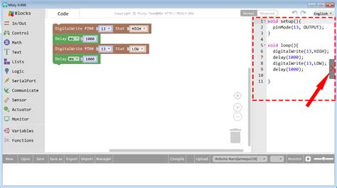 Graphical Programming Kit For Learn Coding With Arduino Ide1 Blinking The On Board Led