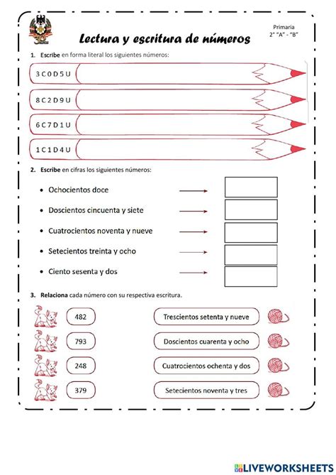 Ejercicio De Lectura Y Escritura De N Meros De Cifras Escritura De