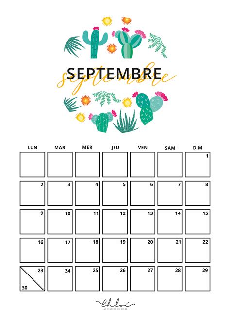 Calendrier Septembre Kit Imprimer Lifestyle La Penderie De Chlo