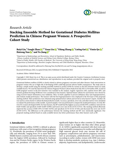 pdf stacking ensemble method for gestational diabetes mellitus prediction in chinese pregnant