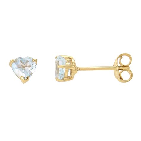 Puces D Oreilles Or Jaune Topaze Bleue Coeur X Mm Ref
