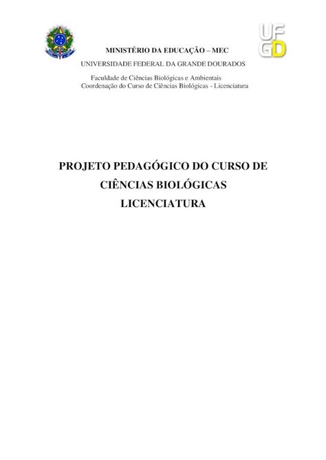 Pdf Projeto Pedag Gico Do Curso De Ci Ncias Biologia Do