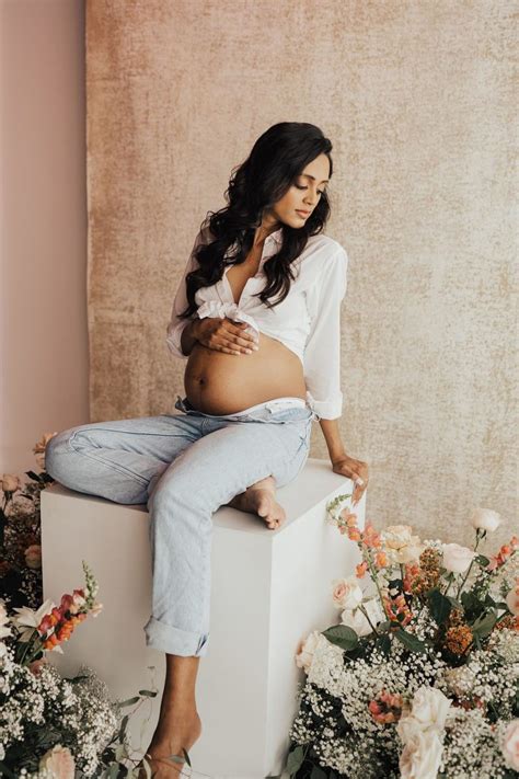 Studio Maternity Photoshoot With Flowers In Jacksonville FL