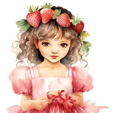 Chica Fresa Acuarela Vestida Con Una Ilustraci N De Im Genes