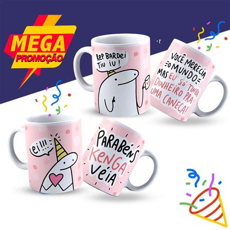 Caneca Flork Porcelana Aniversario Parabéns mais um ano te Aturando