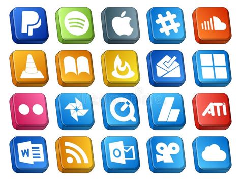 Social Media Icon Pack Including Quicktime Flickr Vlc Microsoft