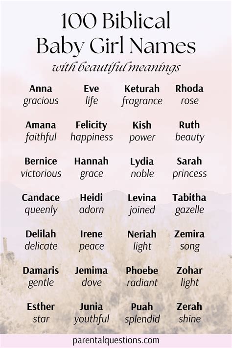 100 Popular Biblical Baby Girl Names With Meaning And Origins A