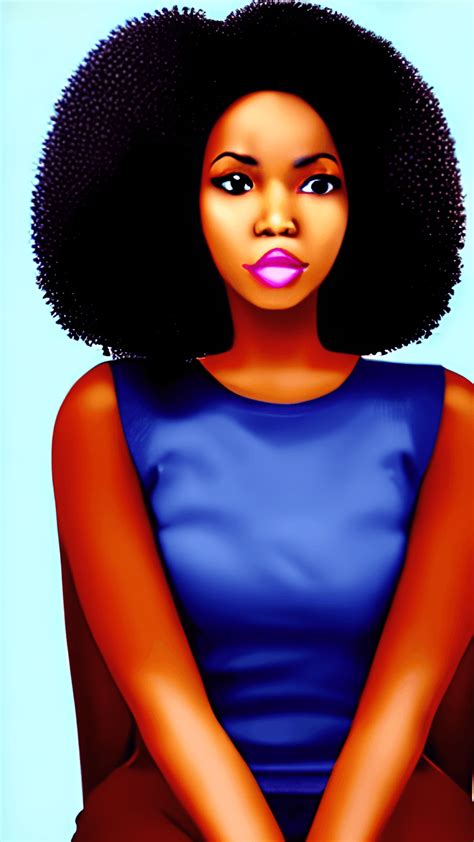 African American Dark Skin Women Long Full Afro Hair Photorealistic Graphic · Creative Fabrica