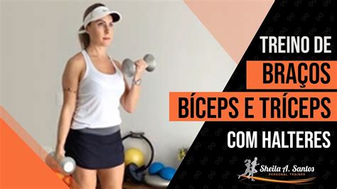 Treino de braços Bíceps e Tríceps halteres YouTube