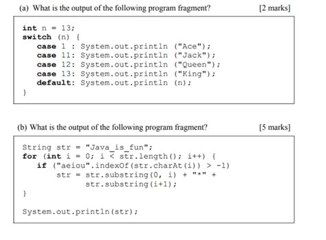answered a what is the output of the following… bartleby