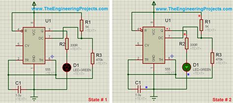 led flashing project with 555 timer in proteus the engineering projects