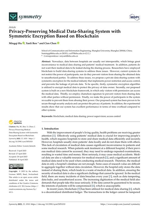 pdf privacy preserving medical data sharing system with symmetric encryption based on blockchain