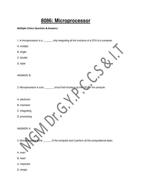 8086 microprocessor multiple choice question and answers pdf central processing unit