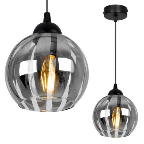 Lampa Wisząca HELLA CAGE ze Szklanym Przydymionym Kloszem w Oplocie