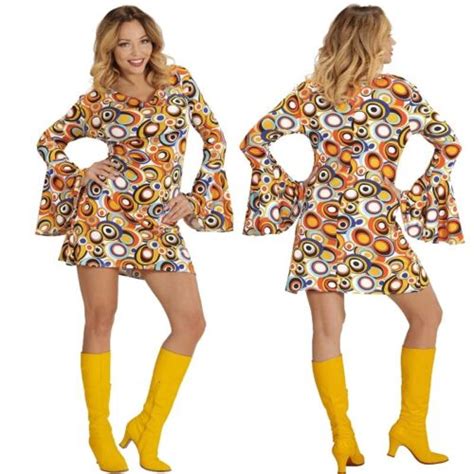 GROOVY GIRL DAMEN Kostüm Hippie 60er 70er Jahre Flower Power Babe