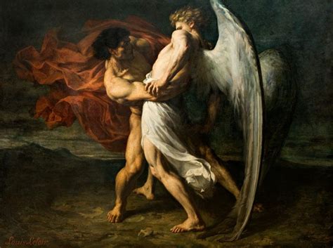 La Lutte De Jacob Avec Lange By Alexandre Louis Leloir Angel Art