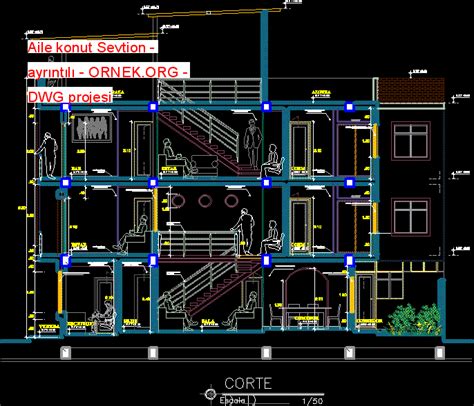 Aile Konut Sevtion Ayr Nt L Dwg Projesi Autocad Projeler