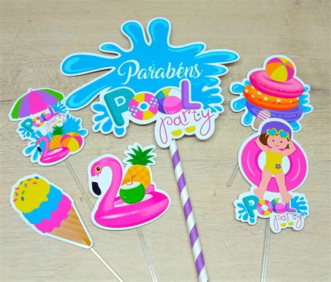 Topo De Bolo Pool Party Personalizado Elo Produtos Especiais
