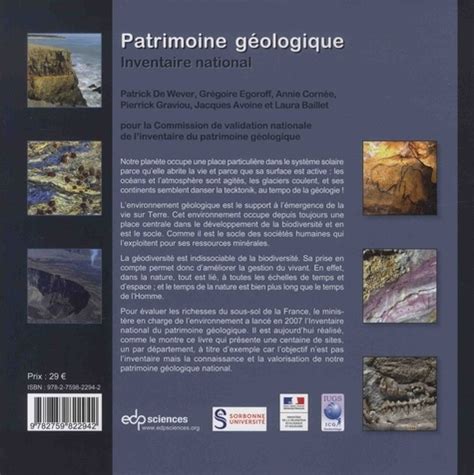 Patrimoine géologique Inventaire national de Patrick De Wever Grand