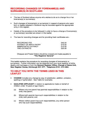 Fillable Online RECORDING CHANGES OF FORENAME S AND Fax Email Print
