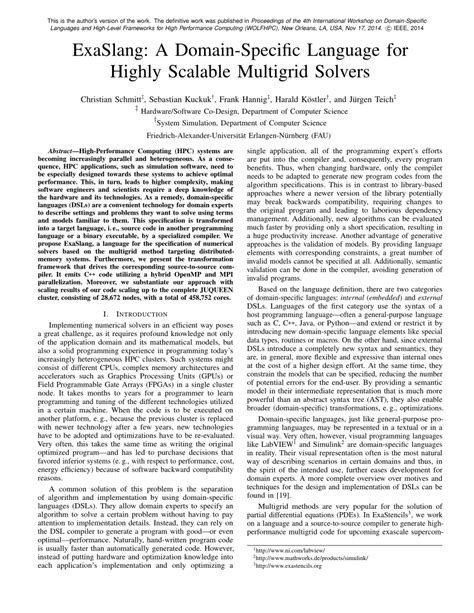 pdf exaslang a domain specific language for highly scalable multigrid solvers